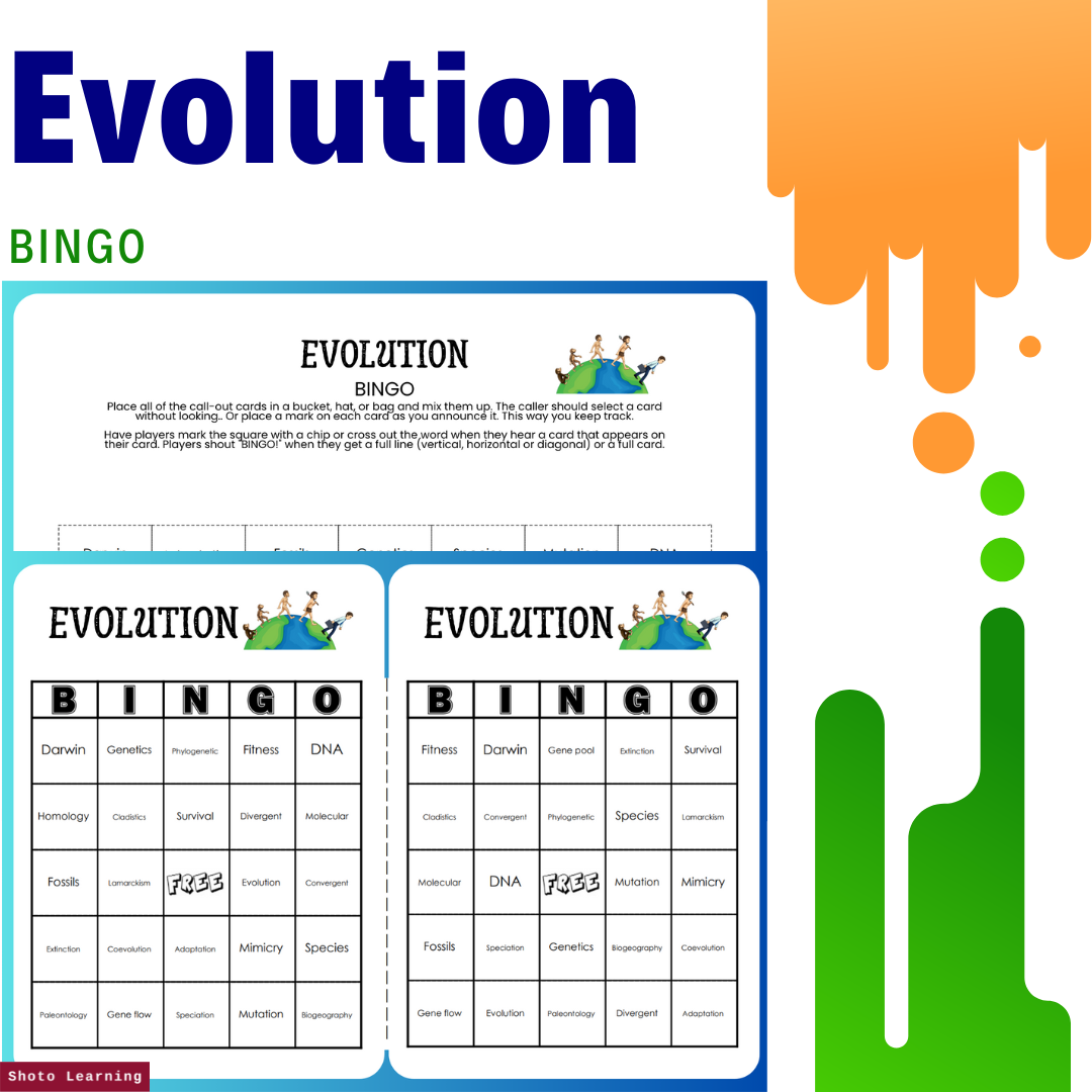 30 Evolution Bingo Sheets: Dive into the World of Natural Selection! — Shoto Learning | English ...