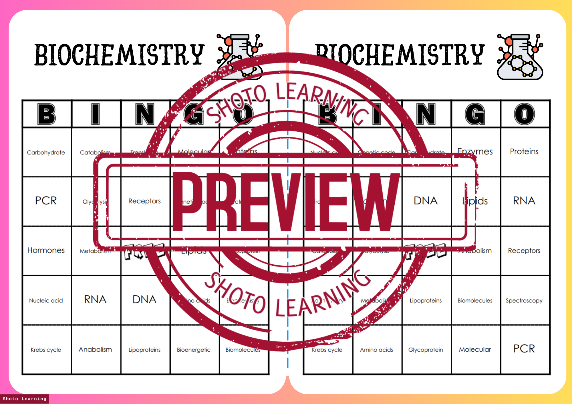 Biochemistry Bingo: Dive into 30 Molecular Marvels! — Shoto Learning ...