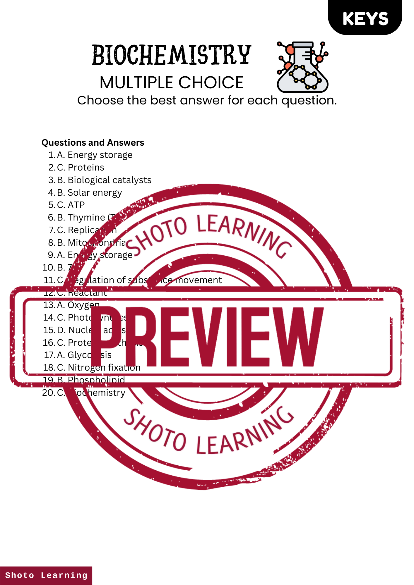 Biochemistry Multiple-Choice Mastery: Test Your Molecular Knowledge ...