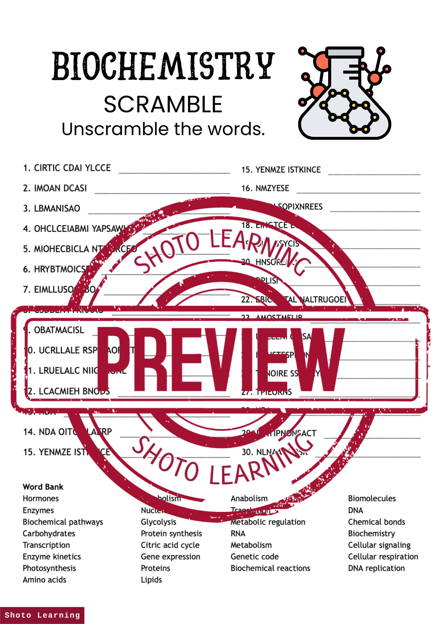 Biochemistry Word Scramble: A Great Way to Improve Your Vocabulary and ...