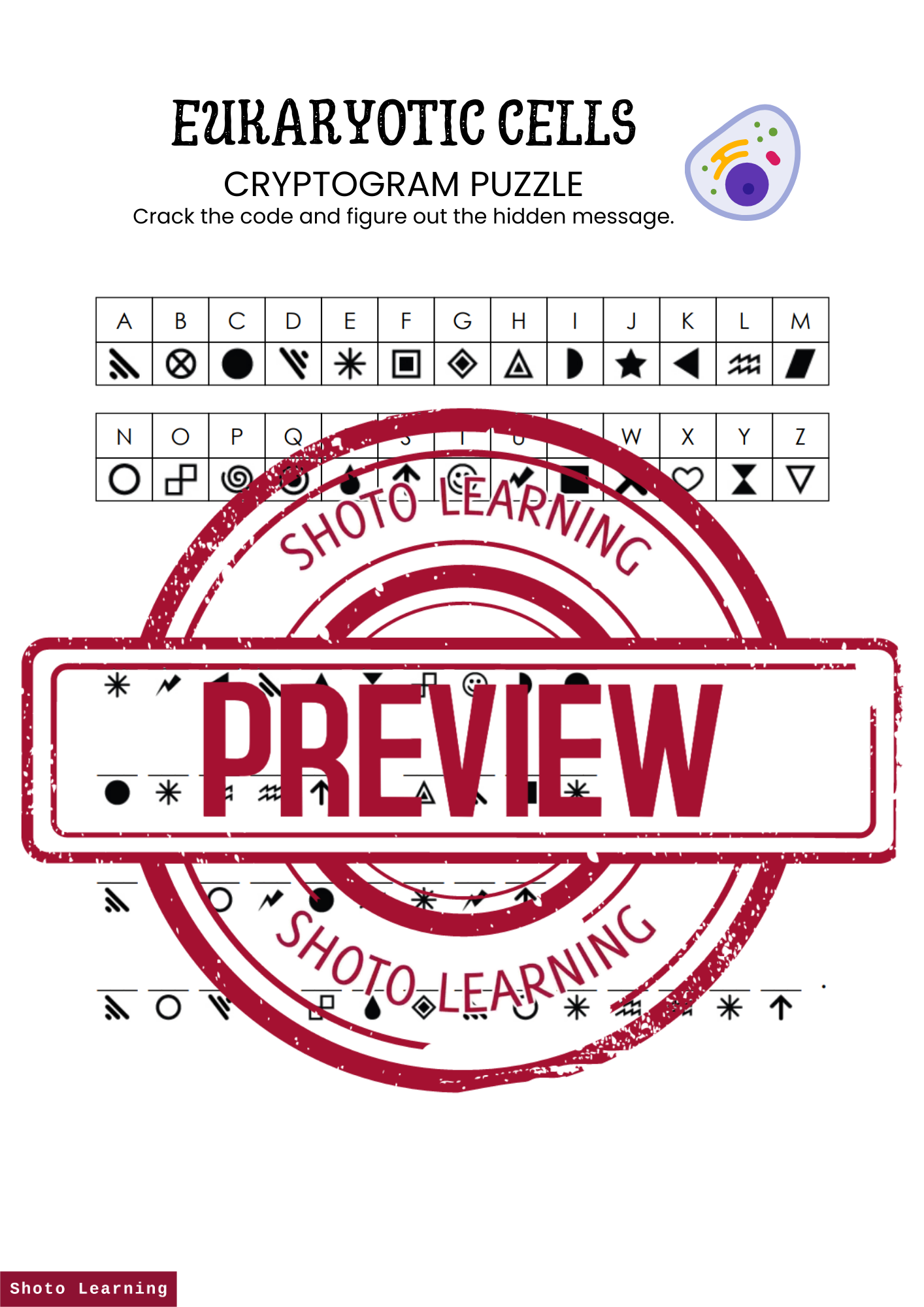 Eukaryotic Cell Matching Worksheet: Organelles and Functions — Shoto ...