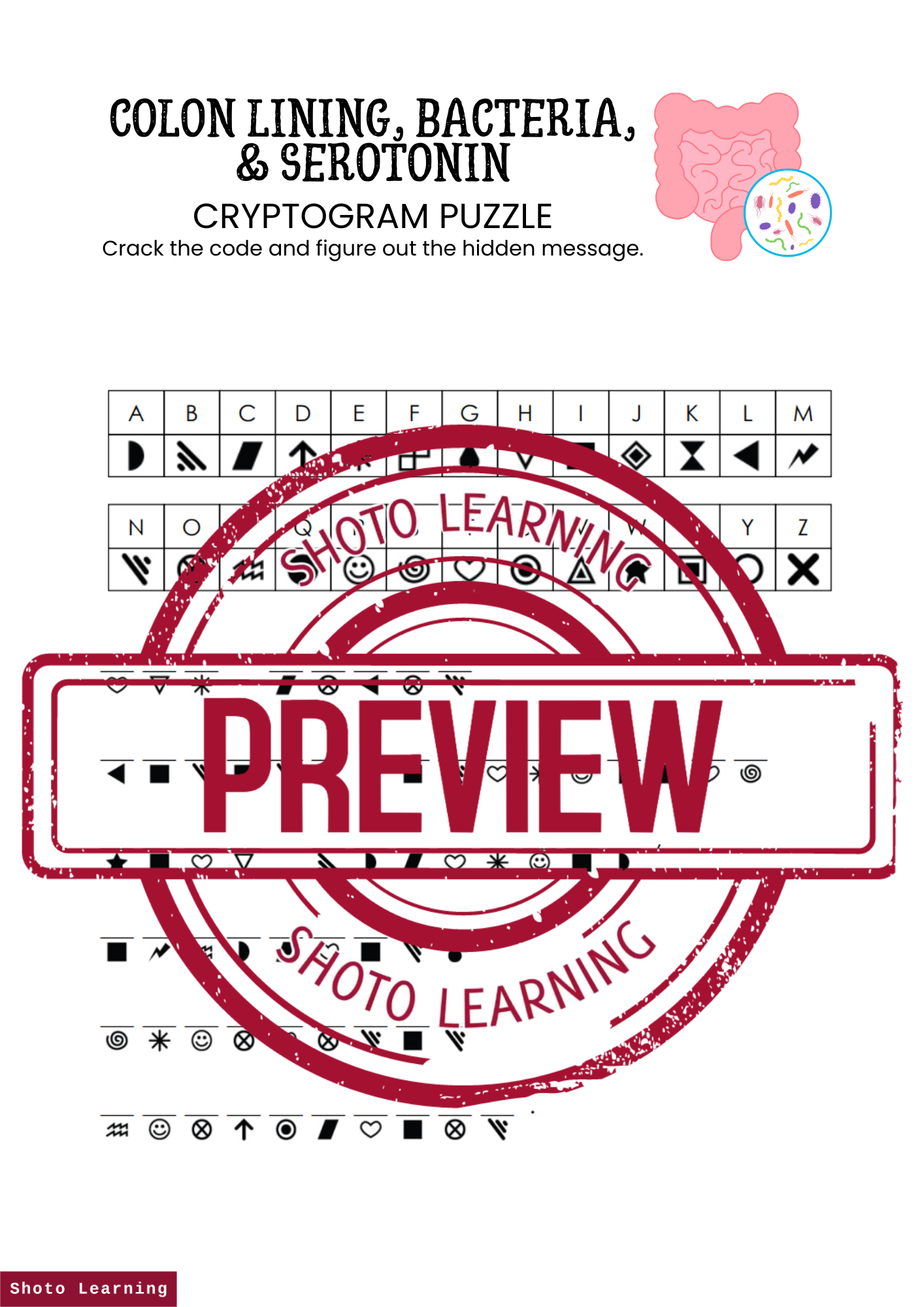 Gut Health Quest: Word Search - Colon, Bacteria, Serotonin