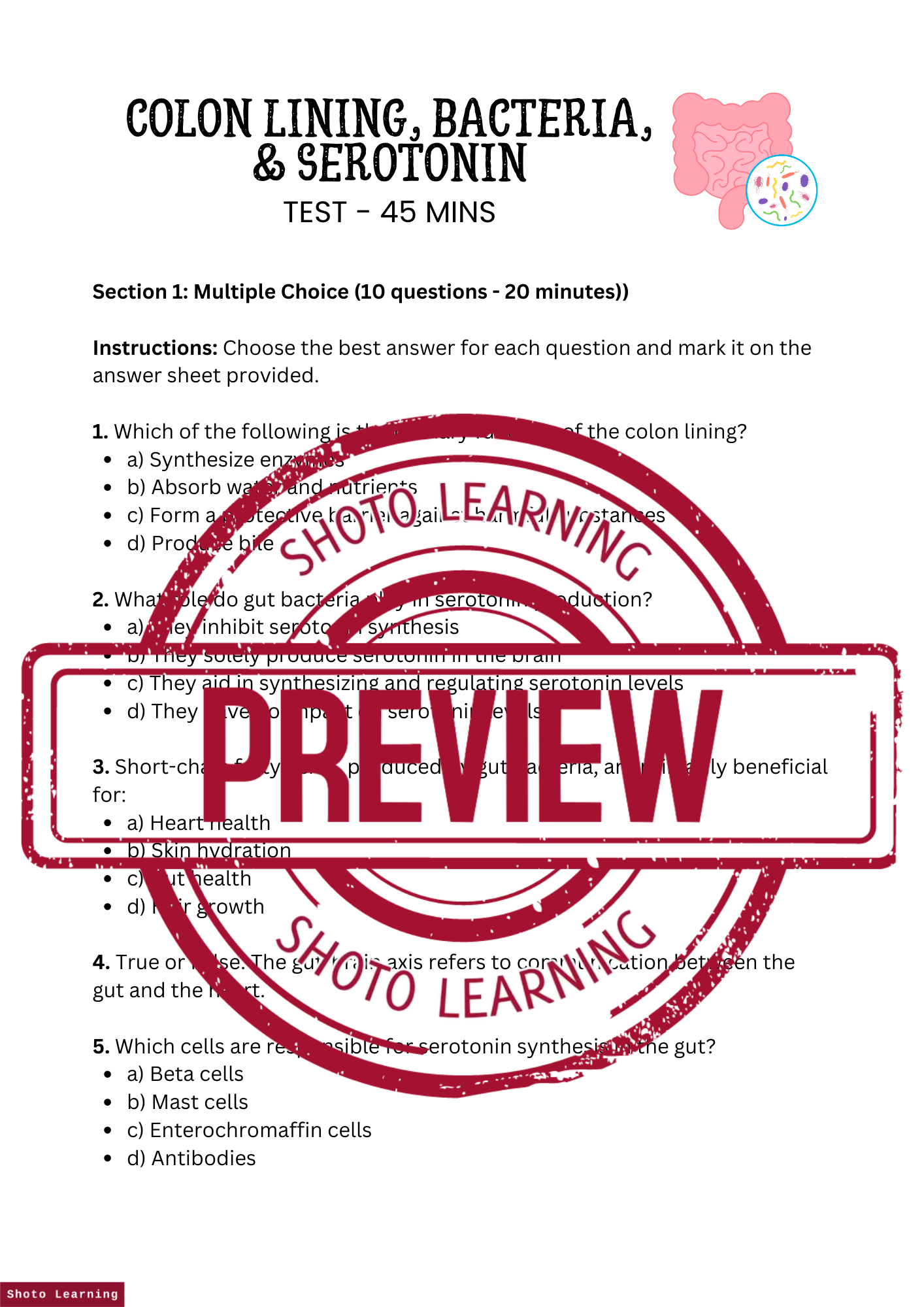 Biochemistry Mastery Test: 45-Minute Assessment — Shoto Learning ...