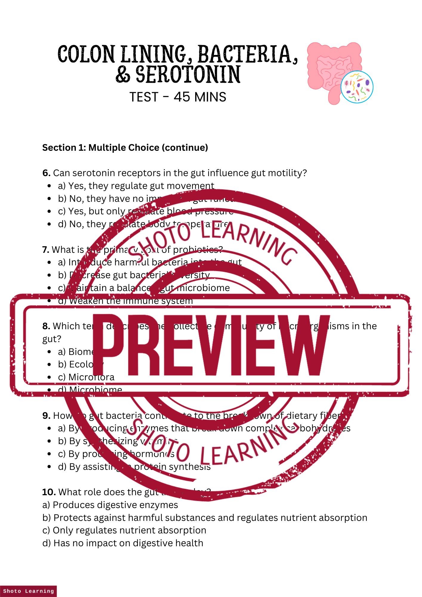 Biochemistry Mastery Test: 45-Minute Assessment — Shoto Learning ...