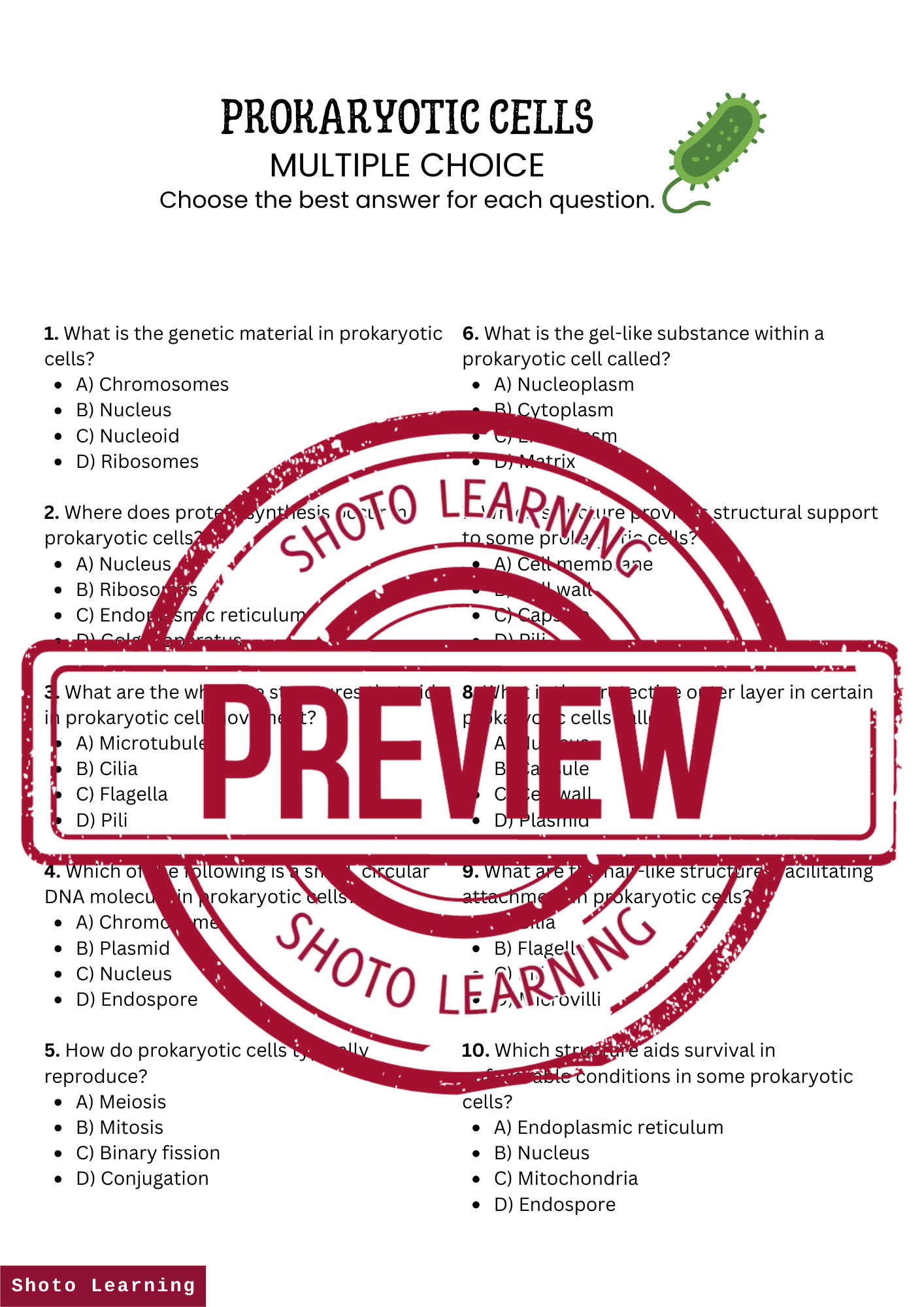 Prokaryotic Cells Cut and Paste Challenge — Shoto Learning | English ...