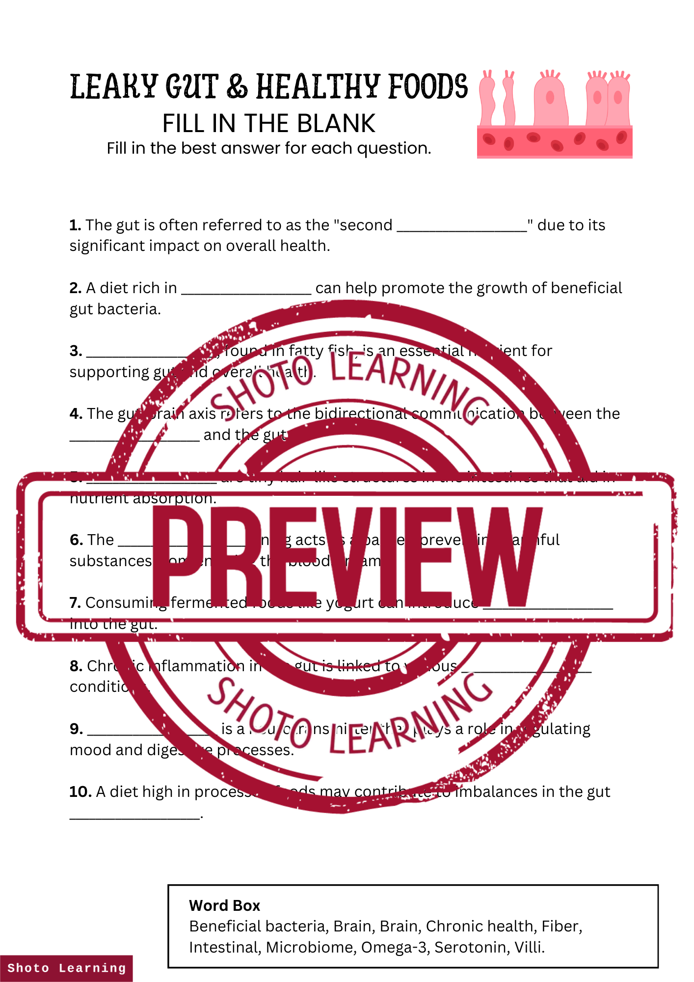 Small Intestine Mastery: 20 Fill-in-the-Blank Questions with Answers ...