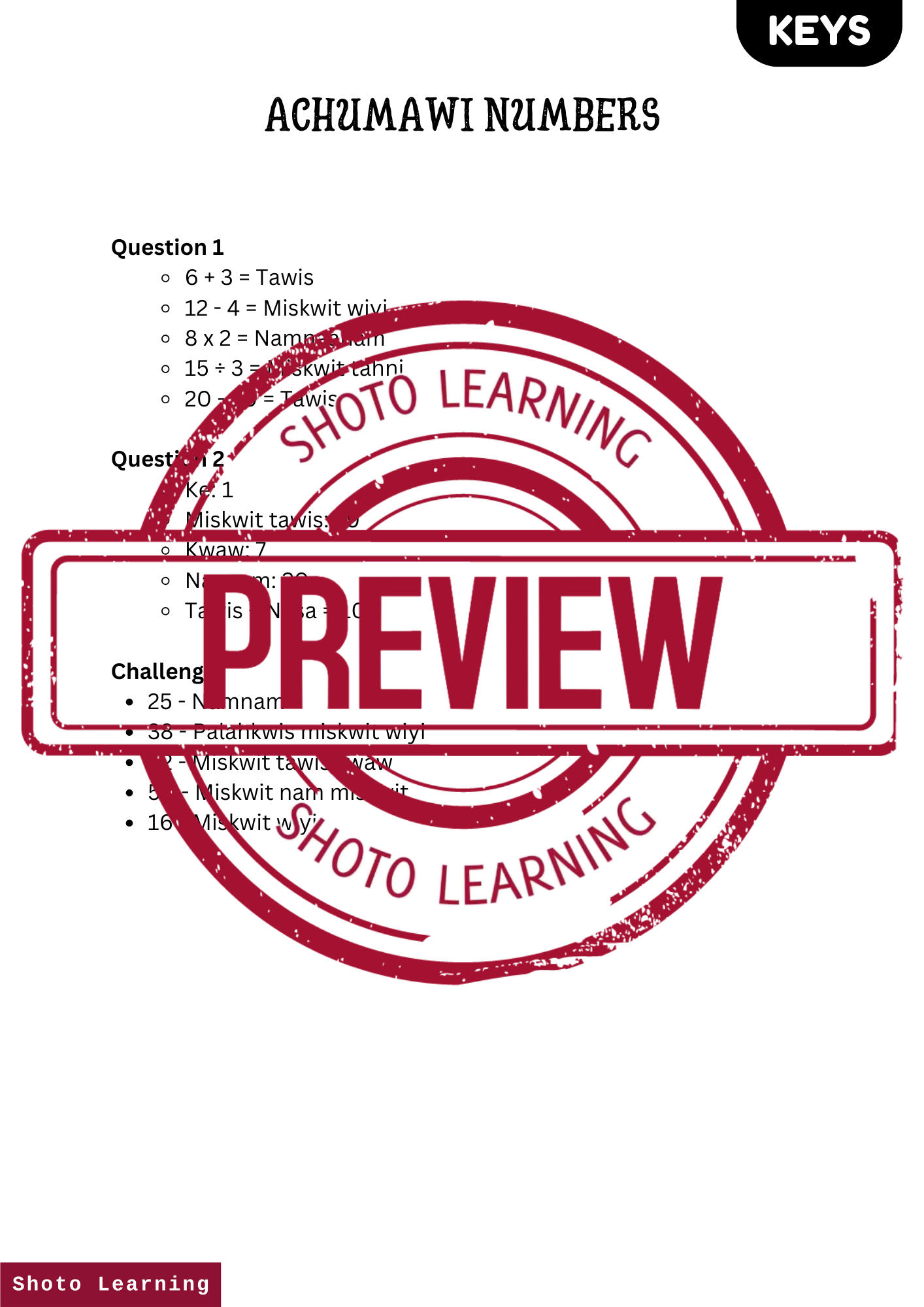 Mikasuki/Miccosukee Vocabulary Discovery: Word Search Worksheet — Shoto ...