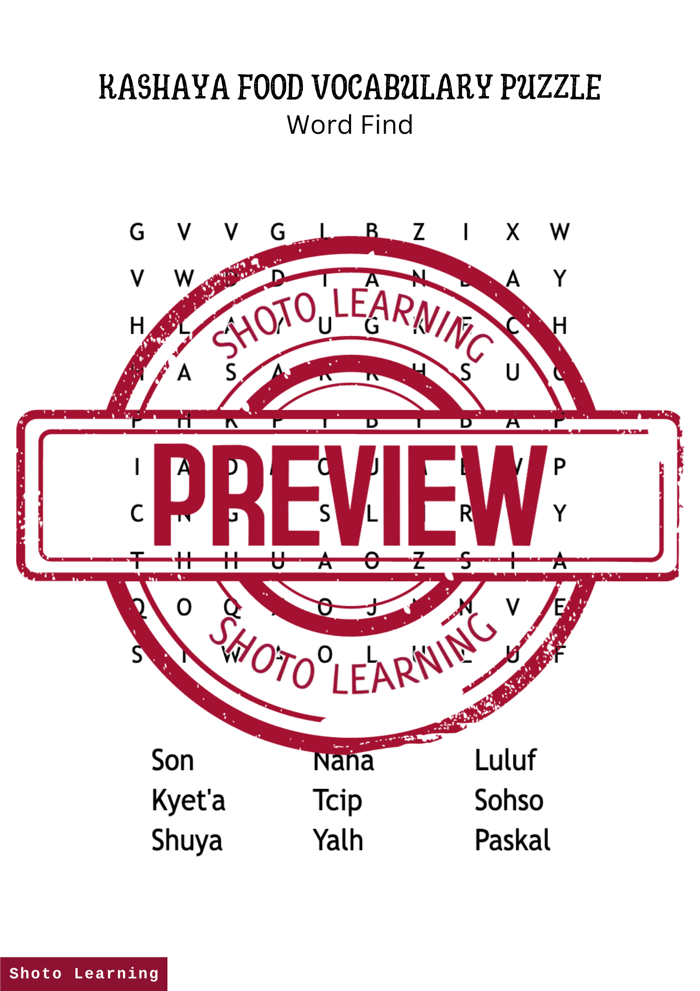 Mikasuki/Miccosukee Vocabulary Discovery: Word Search Worksheet — Shoto ...