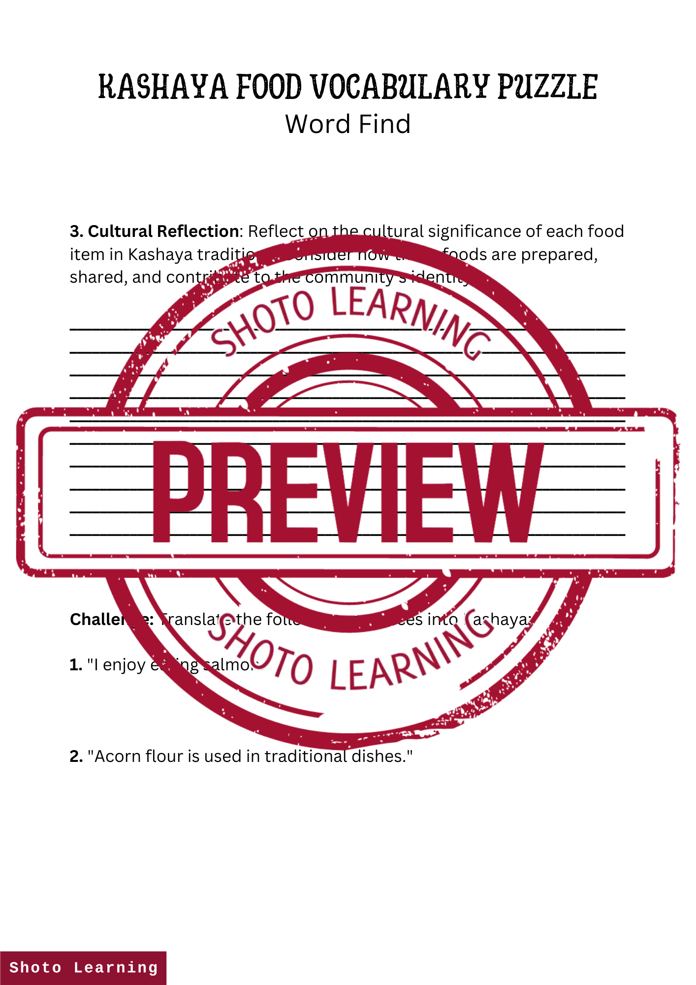 Achumawi Vocabulary: Greetings & Phrases Worksheet — Shoto Learning ...