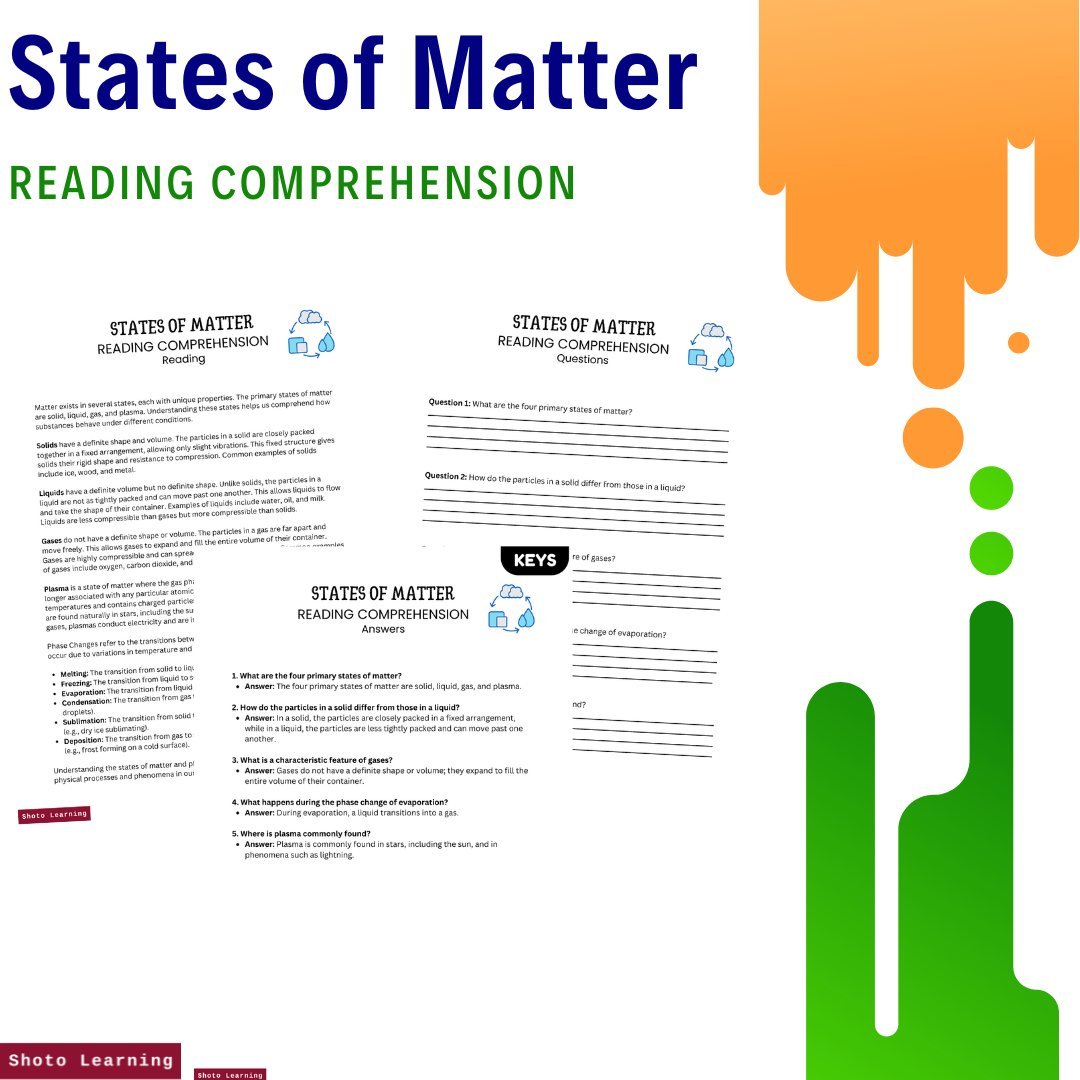 States of Matter Poster & Worksheet | Free for Kids