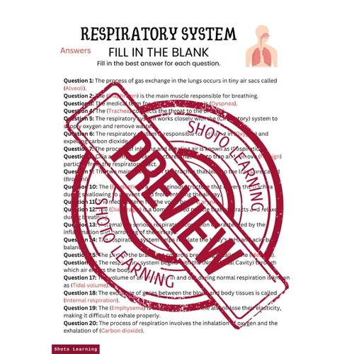 Missing Letter Worksheets: Respiratory System