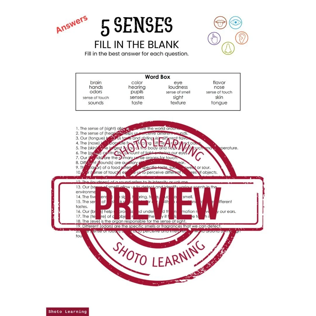 5 Senses Science Bundle: Word Find & Scramble Game