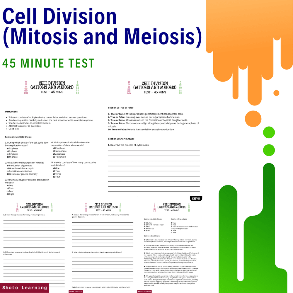 Cell Division Flashcards: Master Mitosis & Meiosis (20 Cards)