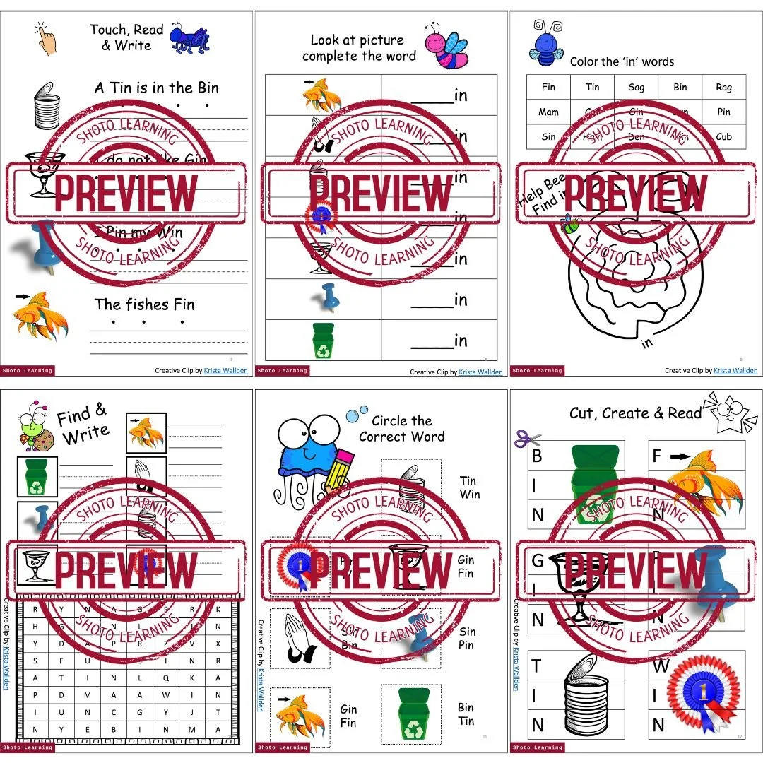 EN Word Family CVC Blend Worksheets – Reading & Writing