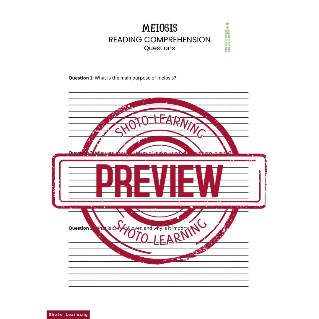 Meiosis Multiple Choice Worksheet | 20 Questions & Answer Key