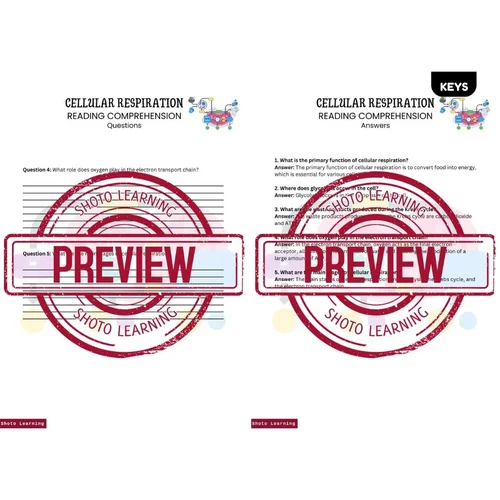 Cellular Respiration Label Worksheet | Word Box & Answer Key