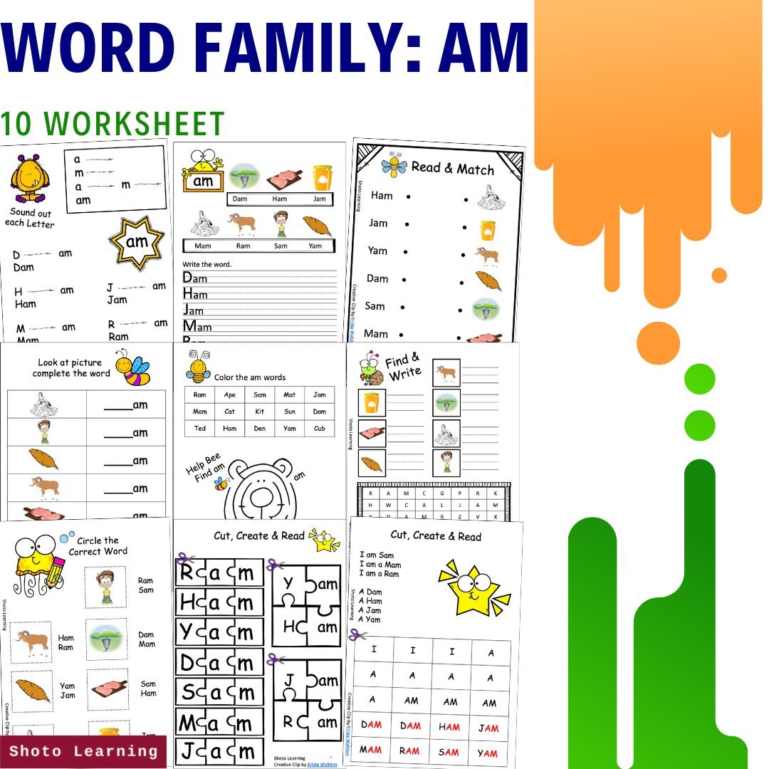IG Word Family CVC Worksheets – Reading, Writing & Games