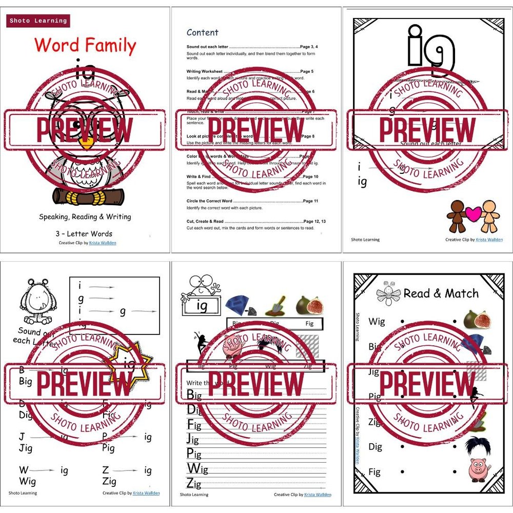 EG Word Family CVC Blend Worksheets – 10 Activities