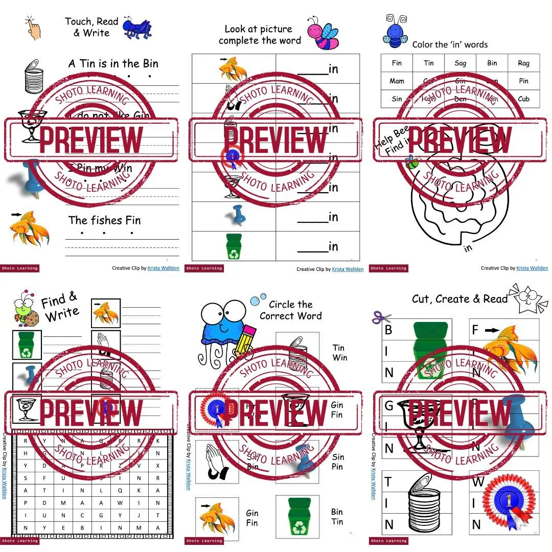 EG Word Family CVC Blend Worksheets – 10 Activities