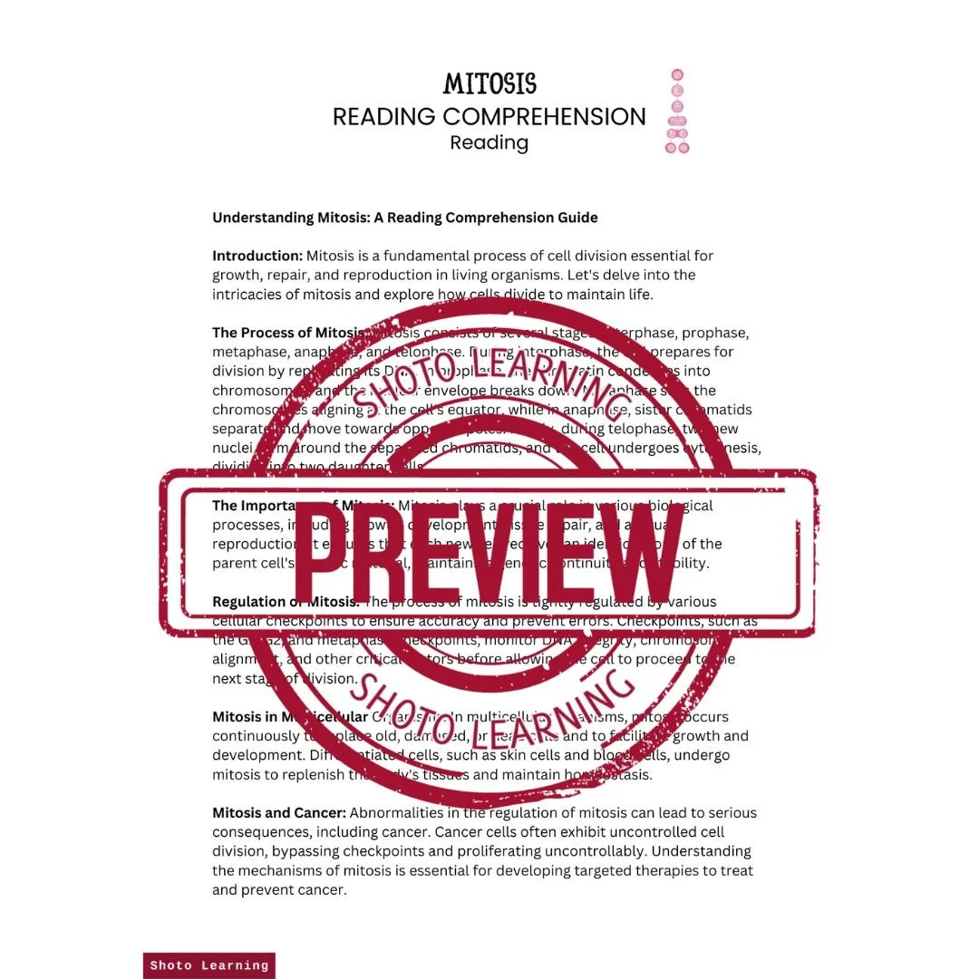 Unveiling Mitosis Poster - Educational Cell Division Chart