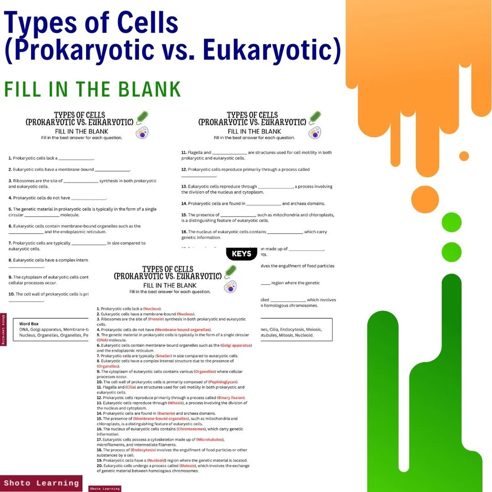 Printable Science Worksheets – Cell Biology Bundle