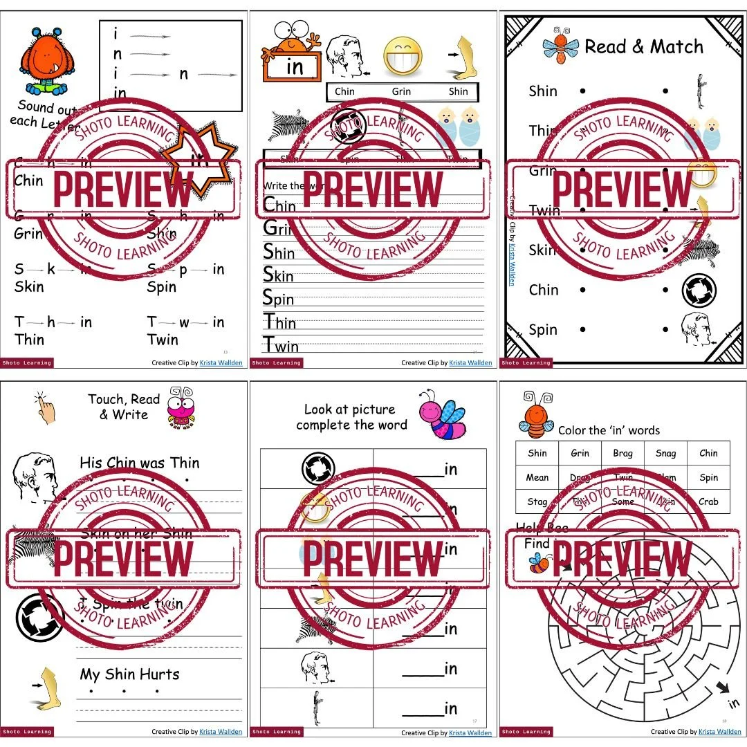 EN Word Family CVC Blend Worksheets – Reading & Writing