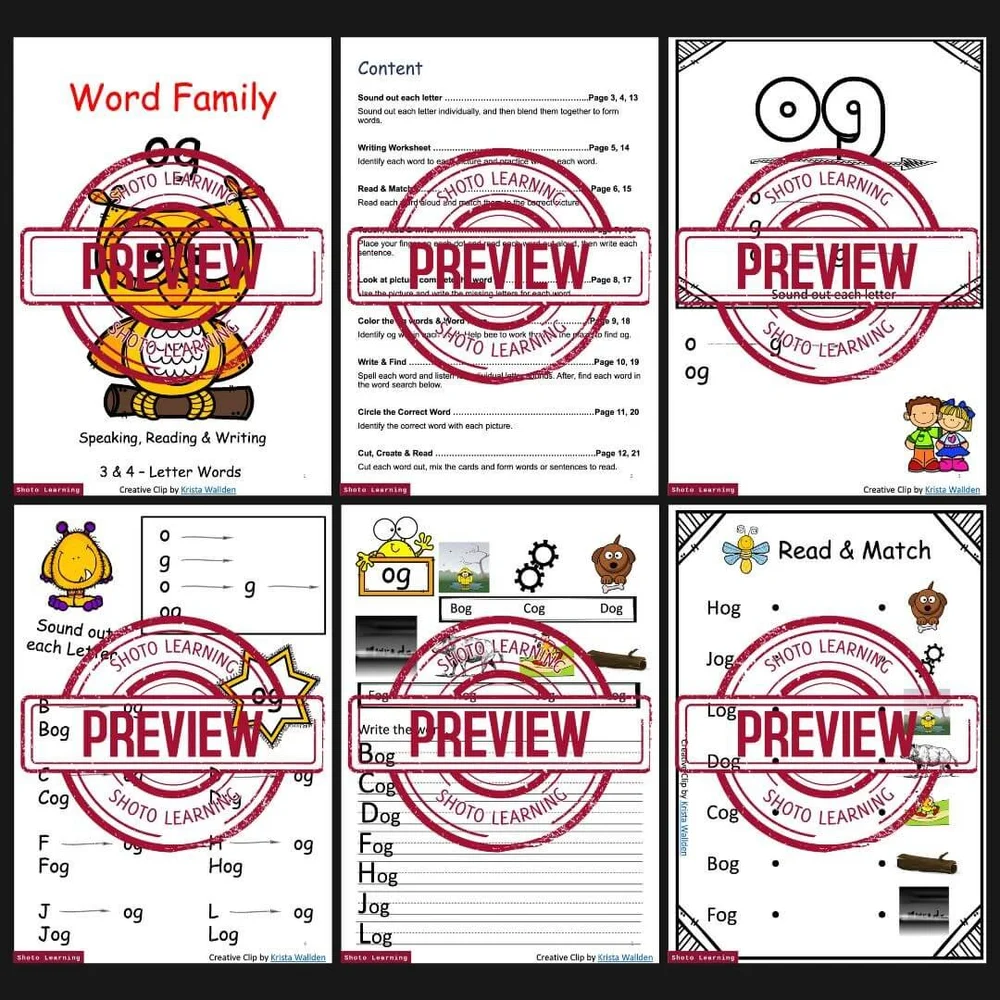 ET Word Family CVC Blend Worksheets for Engaging Reading, Writing ...