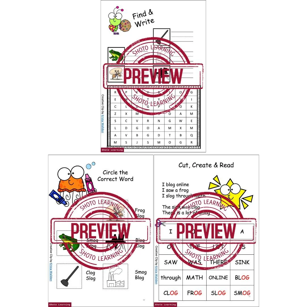 EG Word Family CVC Blend Worksheets – 10 Activities
