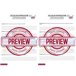 Cellular Respiration Label Worksheet | Word Box & Answer Key