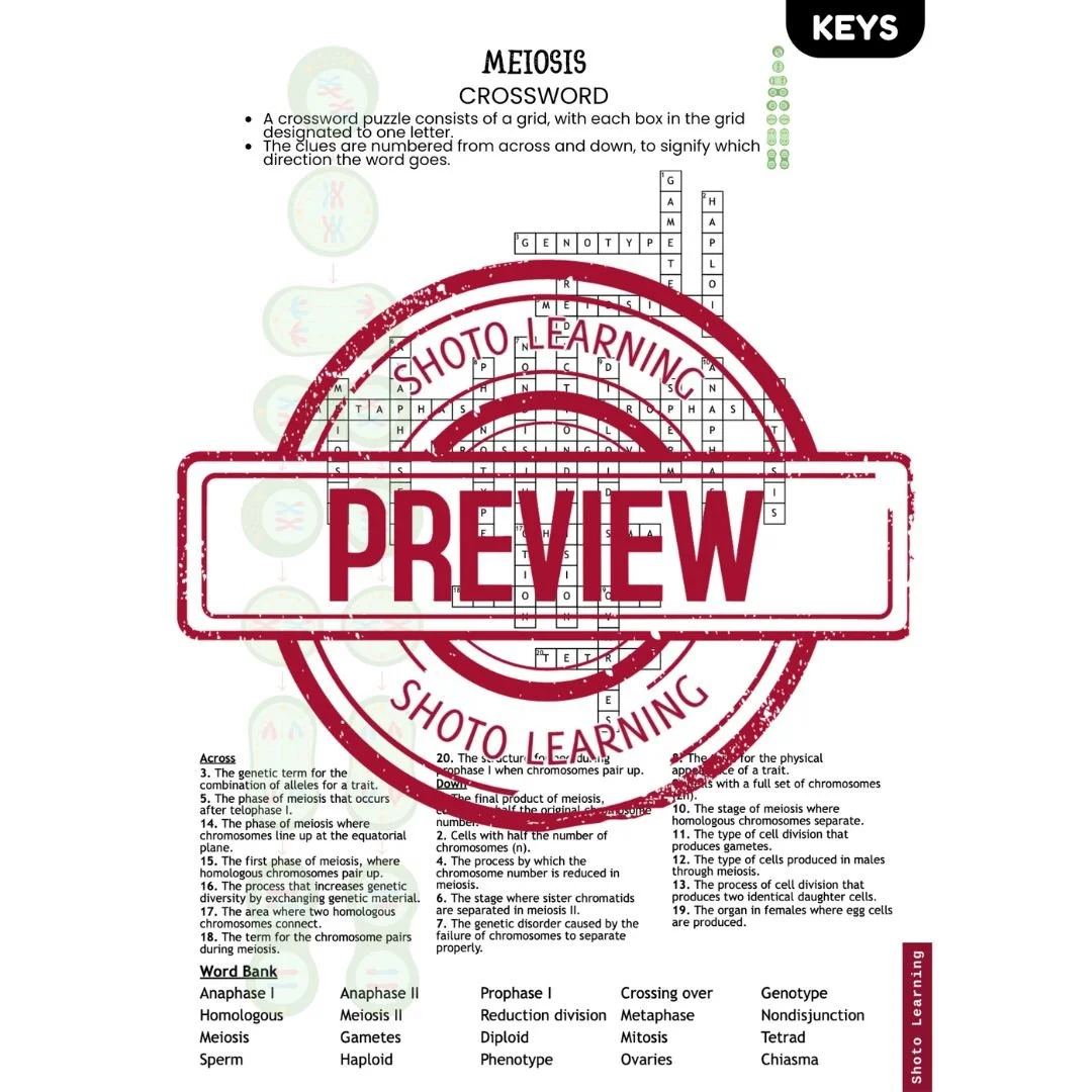 Meiosis Short Questions & Answers Worksheet | 20 Questions PDF