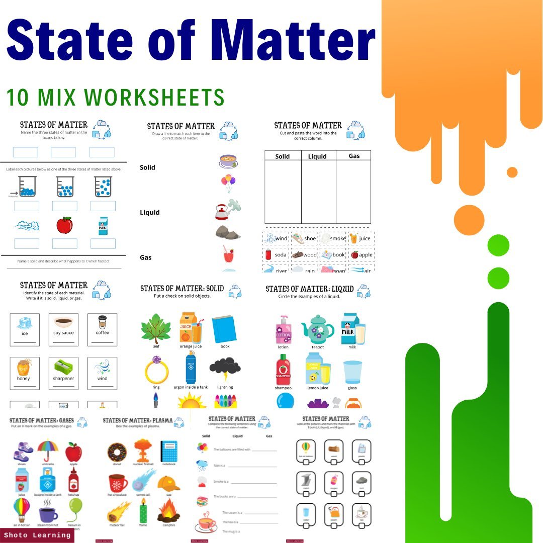 States of Matter Poster & Worksheet | Free for Kids