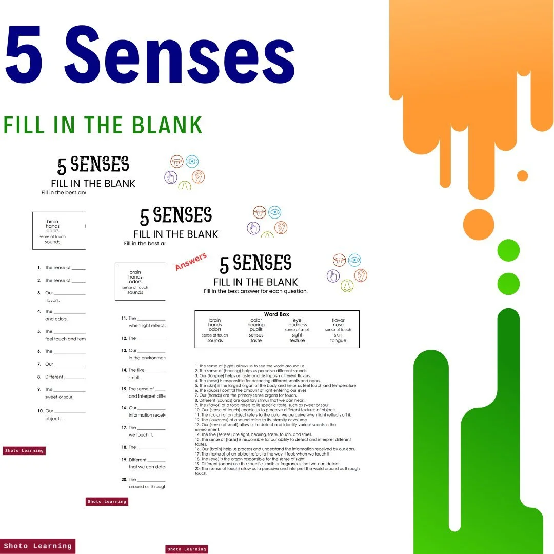 5 Senses Science Bundle: Word Find & Scramble Game