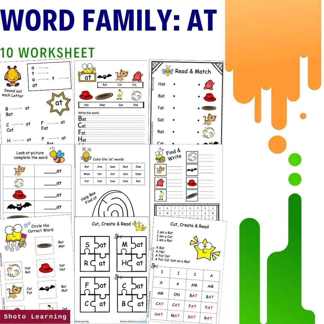 IT Word Family CVC Blend Worksheet Bundle for Speaking, Reading & Writing