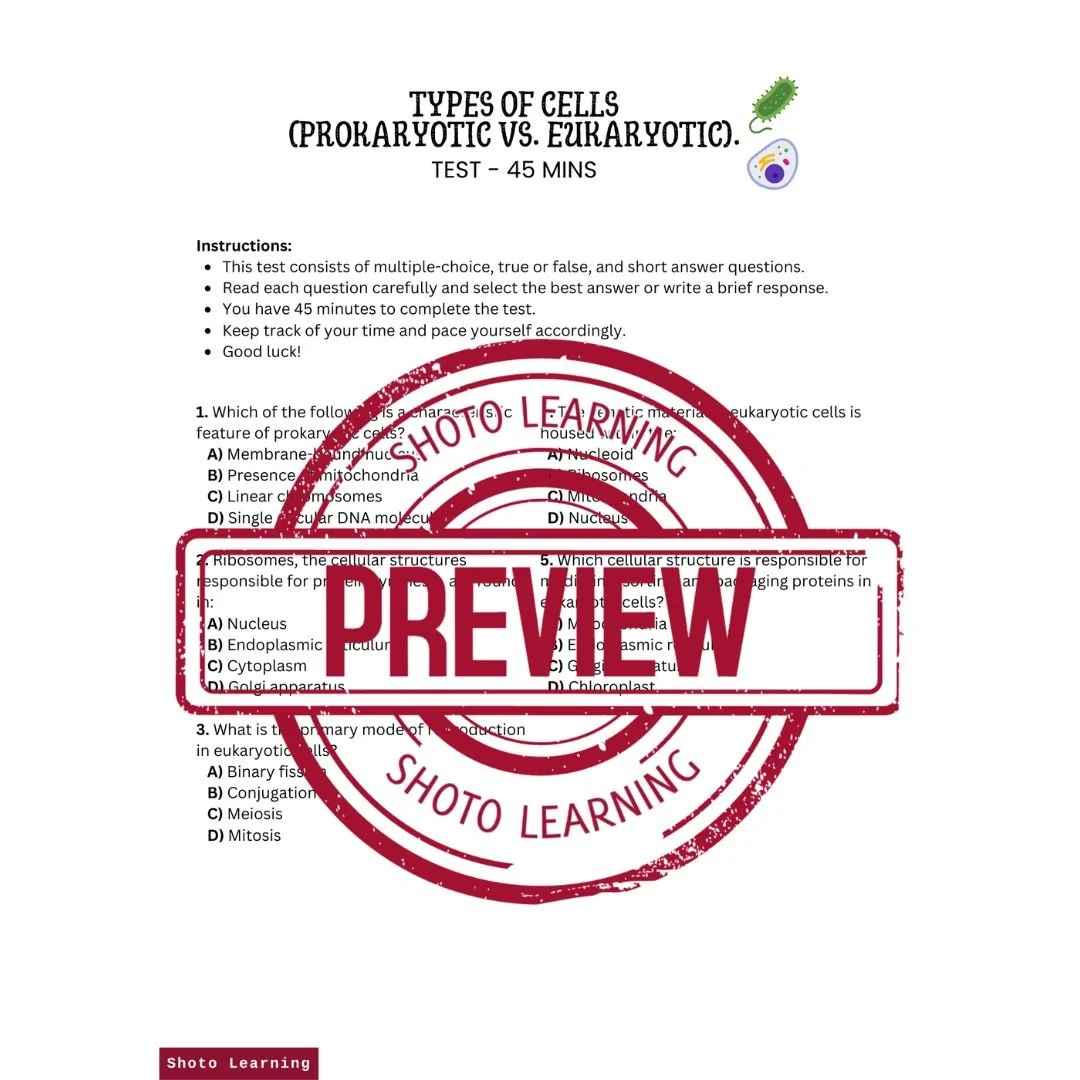 Grade 6 Cell Biology – Missing Letter Worksheet Set