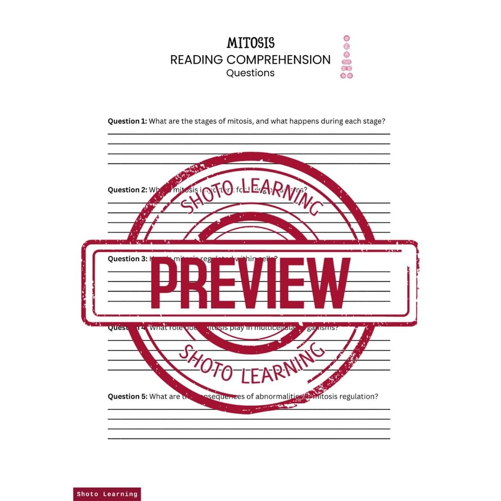 Mitosis Quest: Engaging Word Search Puzzle Worksheet for Students