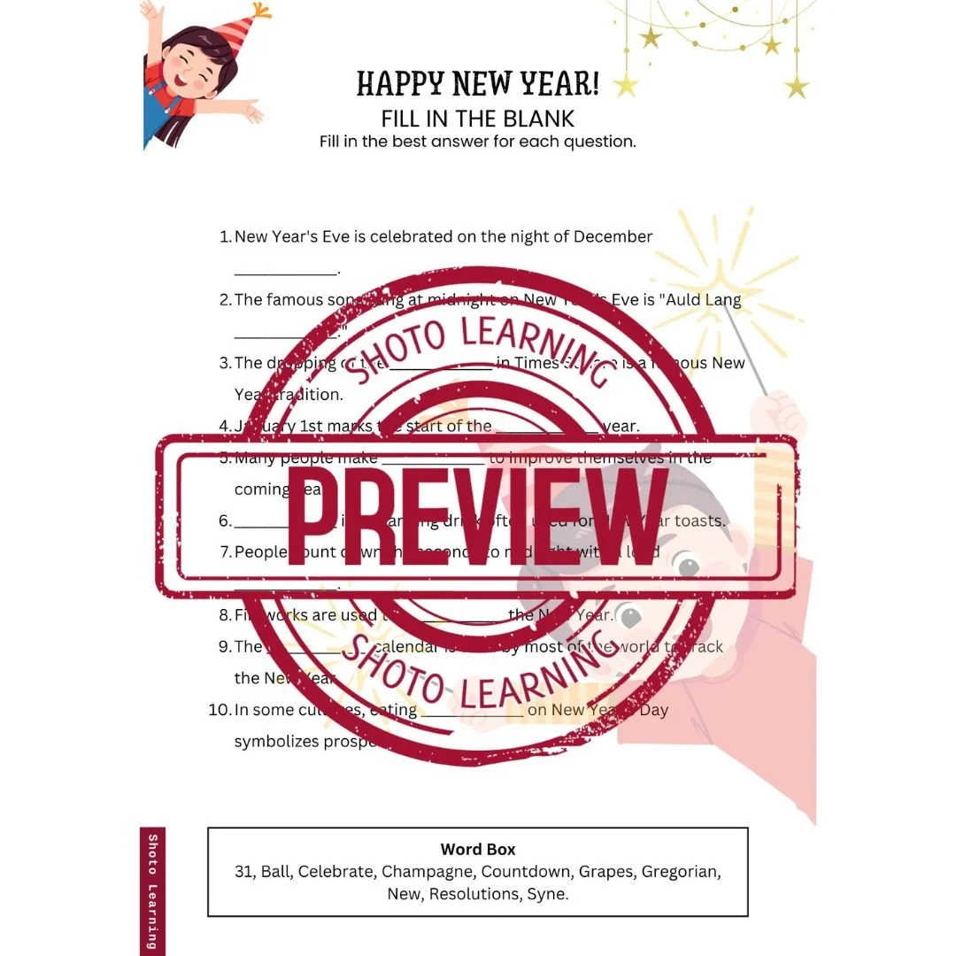Fun New Year Missing Letter Worksheets – Perfect for Kids!