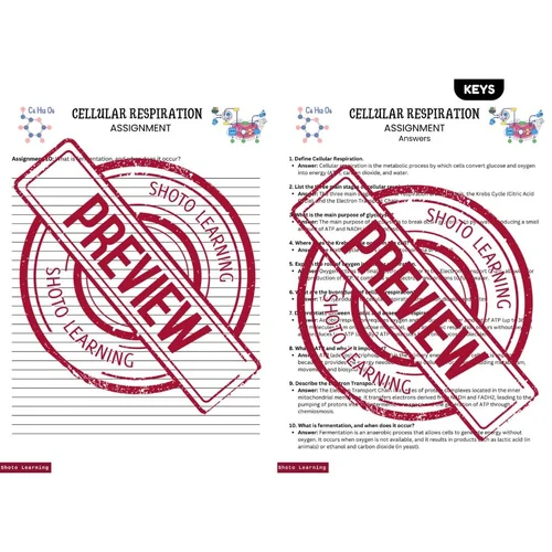 Cellular Respiration Label Worksheet | Word Box & Answer Key