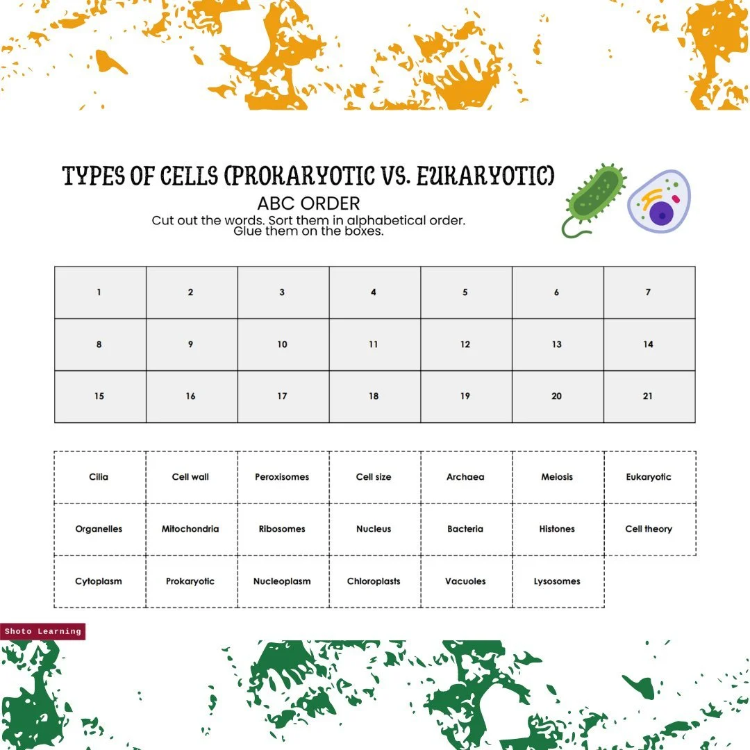 Grade 7 Science Worksheet – Prokaryotic vs Eukaryotic