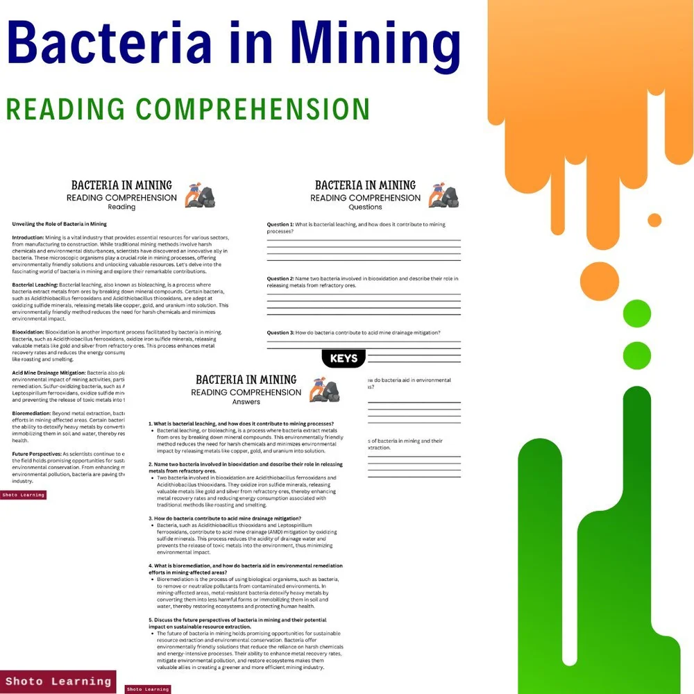 Bacteria in Mining Worksheet | Fill in the Blank on Microbial Mining