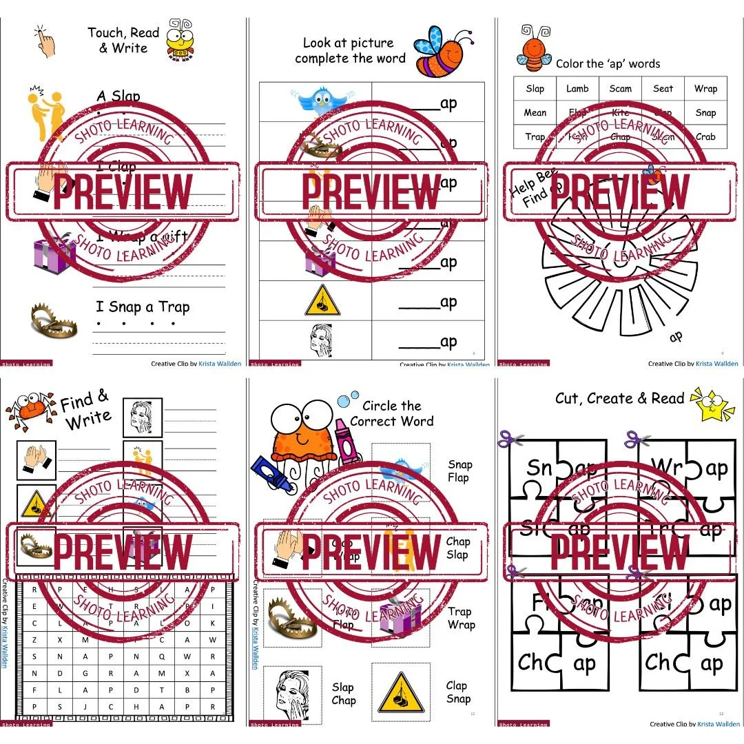ED Word Family Worksheets & Activities – CVC & Blends
