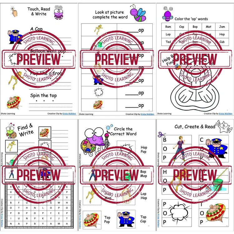 EG Word Family CVC Blend Worksheets – 10 Activities