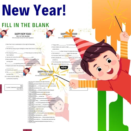 New Year Word Scramble - Festive Puzzle with Answers