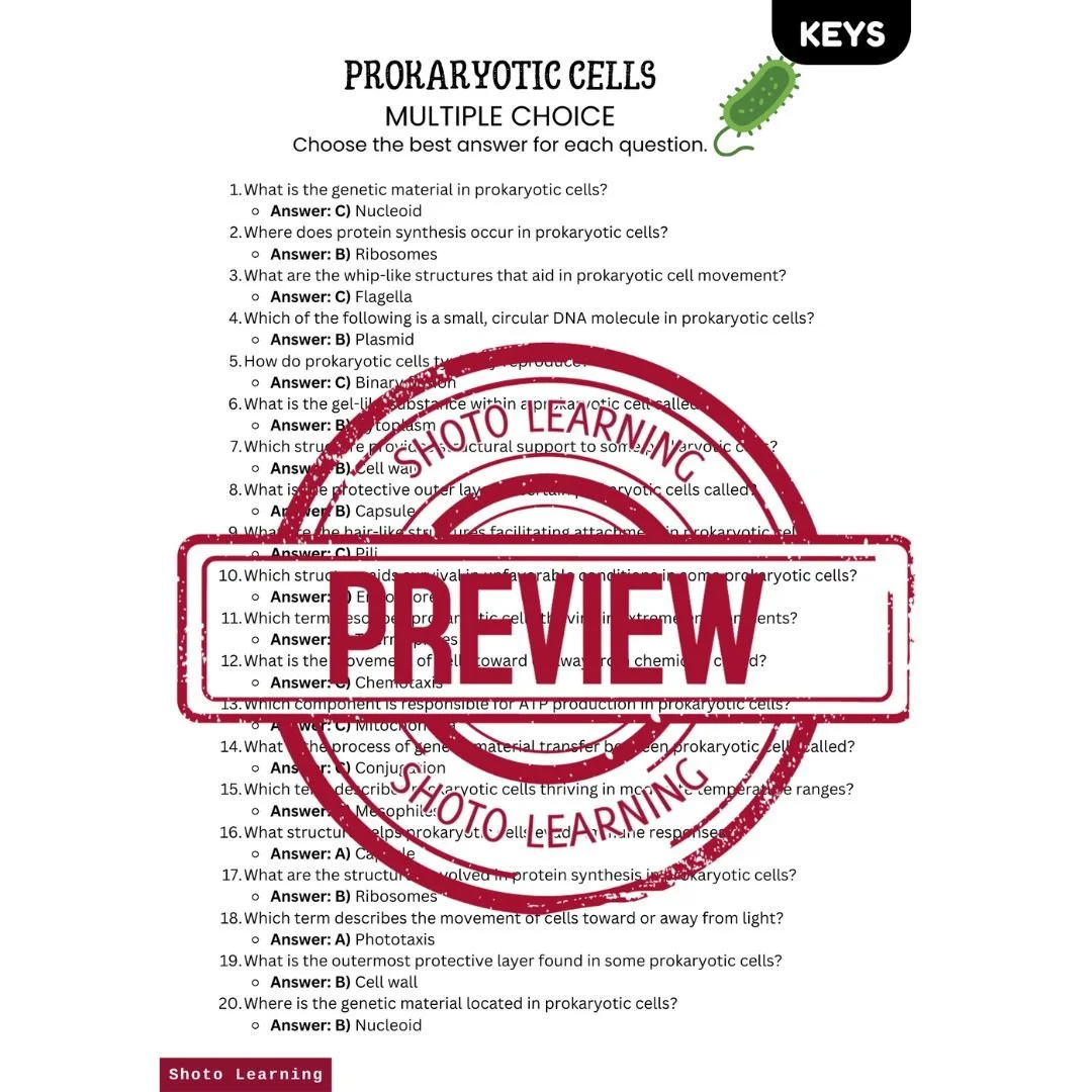 Prokaryotic Cells Cut and Paste Activity - Fun Science Worksheet