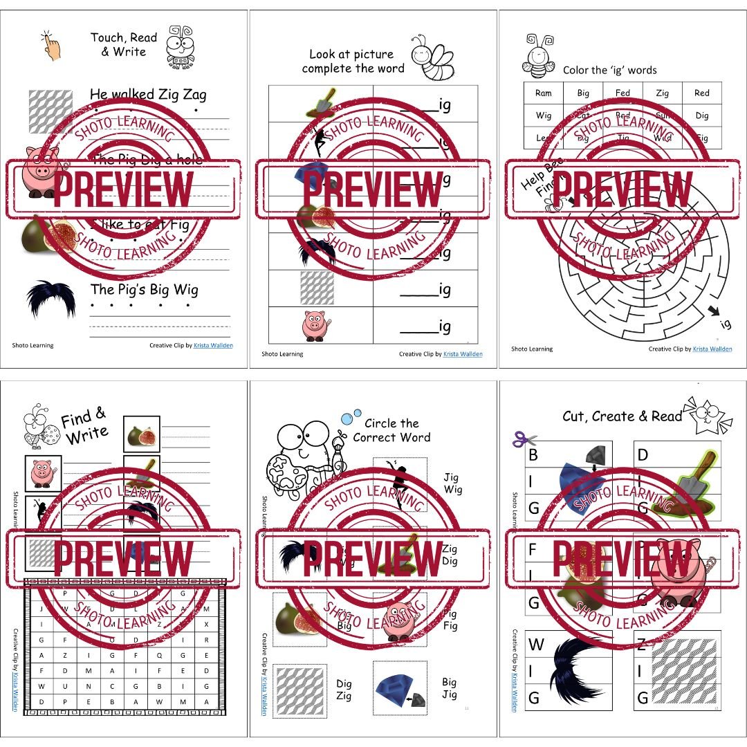 EG Word Family CVC Blend Worksheets – 10 Activities
