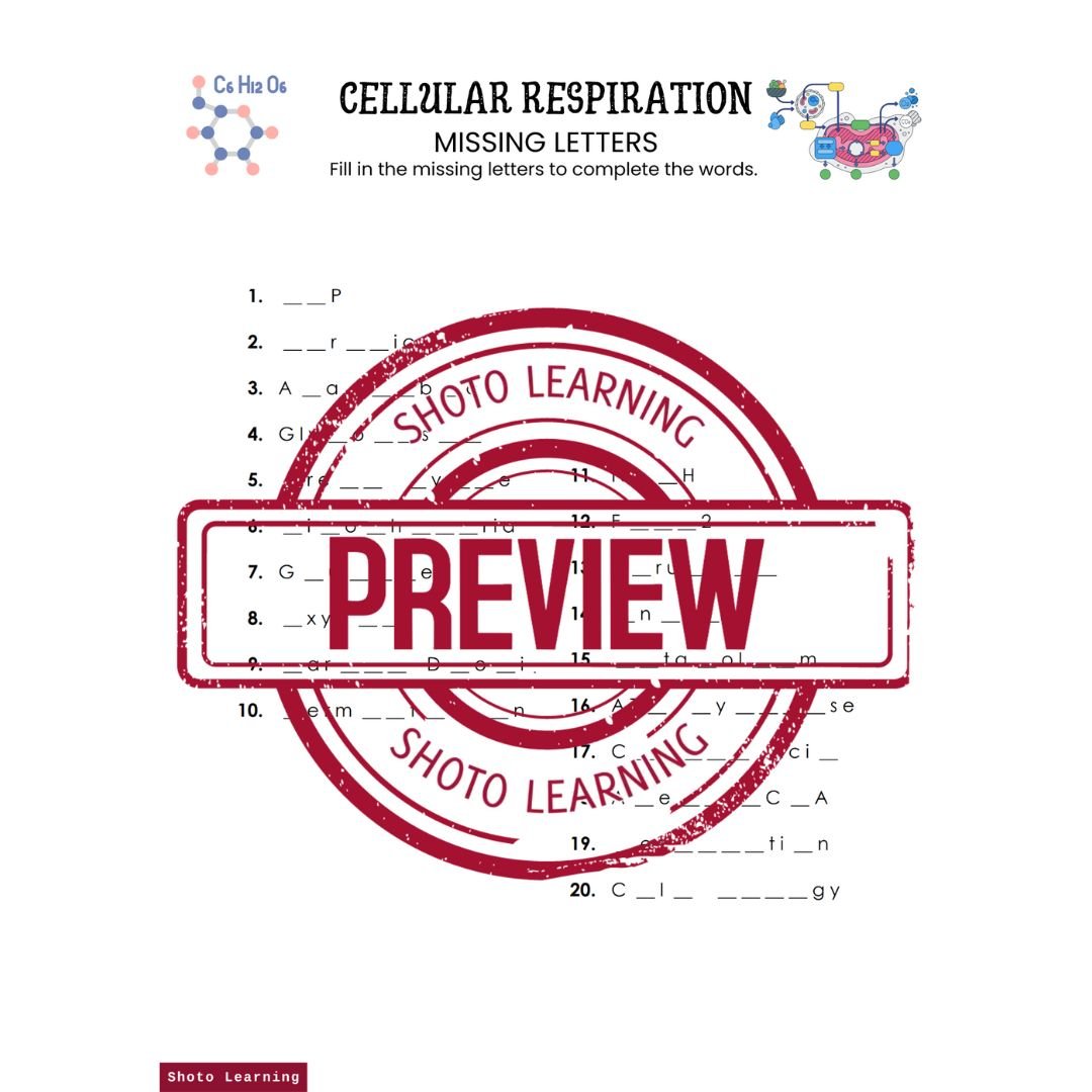 Cellular Respiration Crossword Puzzle | Fun Biology Activity