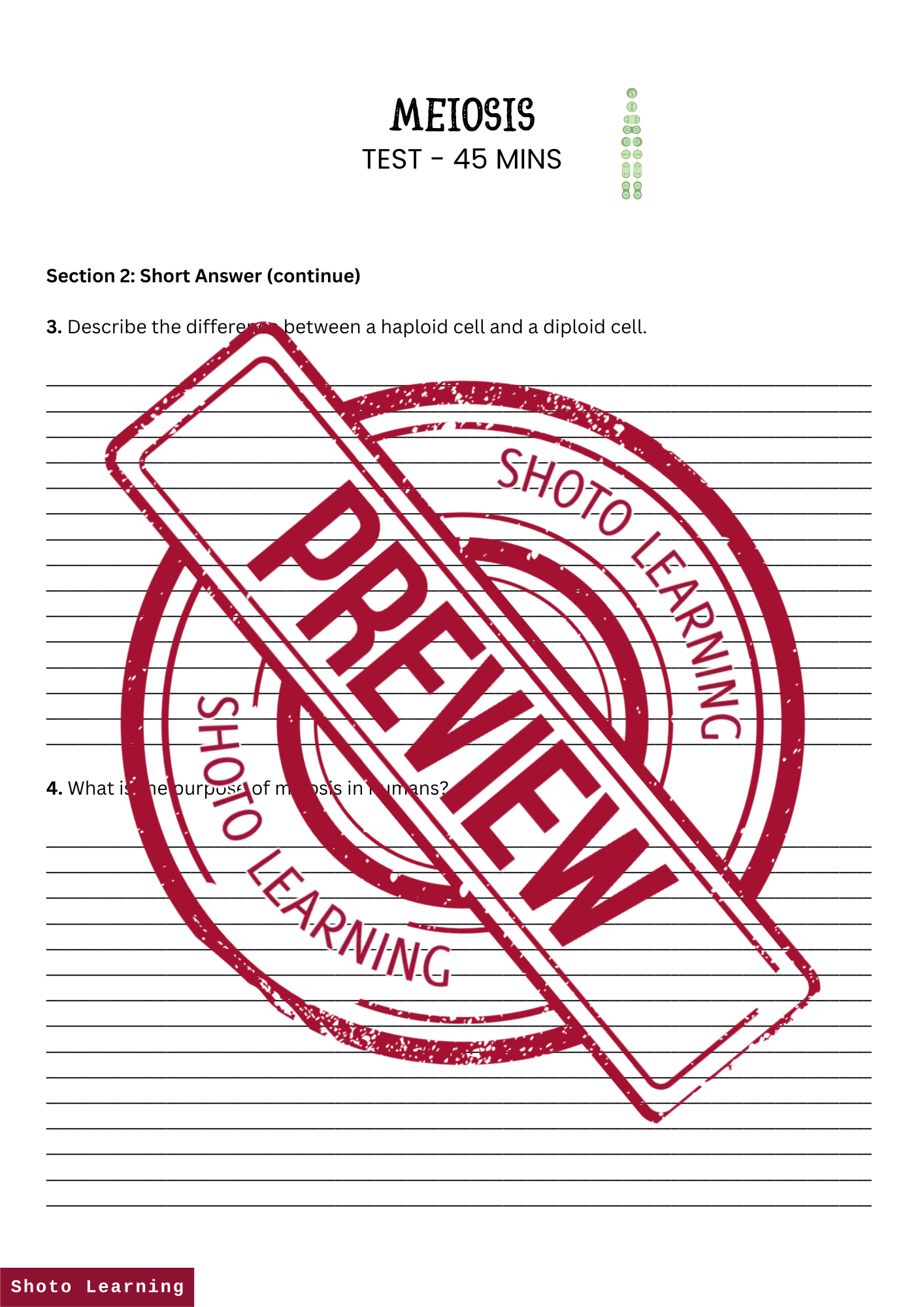 Meiosis Reading Comprehension Worksheet | 5 Key Questions & Answers