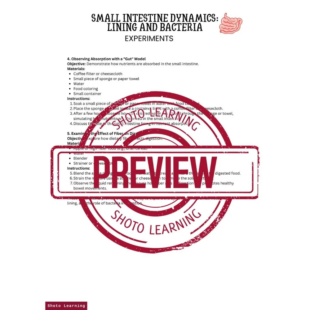Small Intestine Worksheet: 20 Fill-in-the-Blank Questions