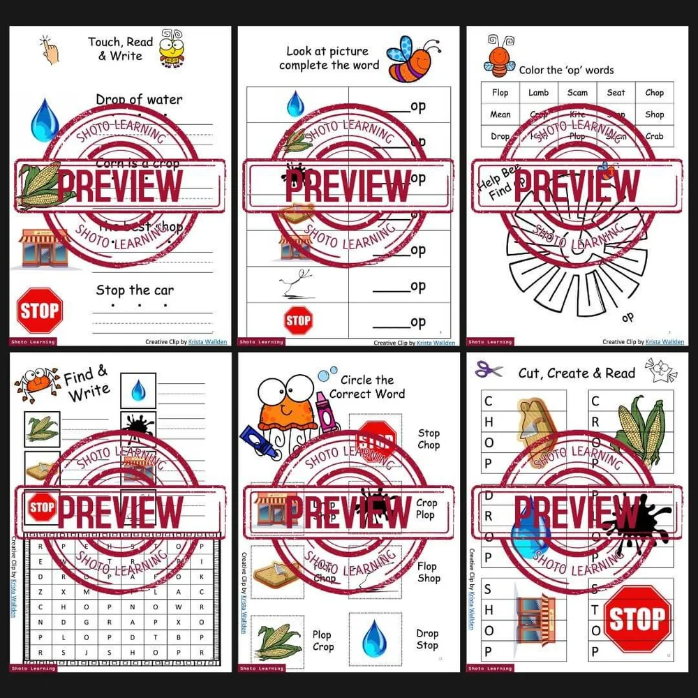 ET Word Family CVC Blend Worksheets for Engaging Reading, Writing ...