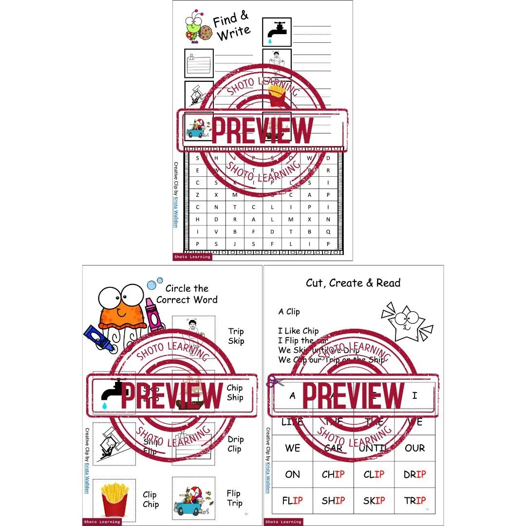 EG Word Family CVC Blend Worksheets – 10 Activities