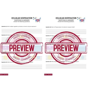 Cellular Respiration Label Worksheet | Word Box & Answer Key